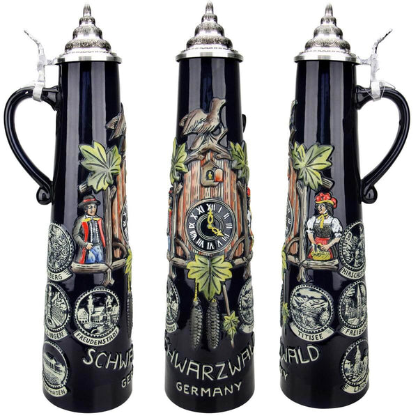 Black Forest Cuckoo Clock Jug Beer Stein 2L – Fehrenbach Black Forest Clocks and German Gifts