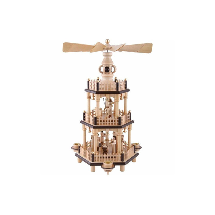 3-Tier German Christmas Pyramid Carousel Nativity Scene Erzgebirge