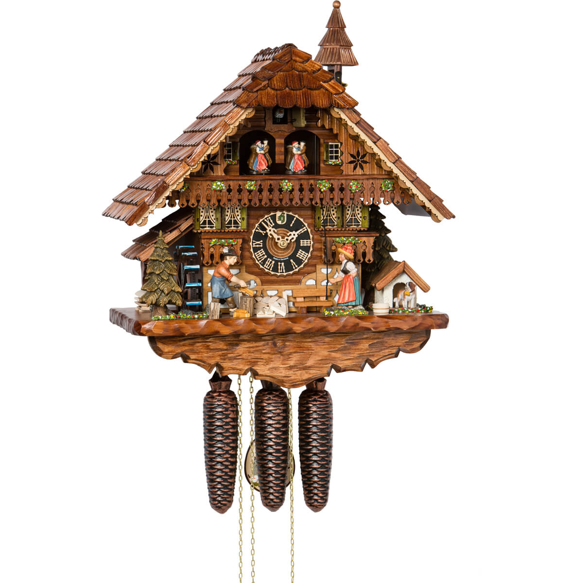 Cuckoo Clock - 8-Day Chalet With Wood Chopper and Bell Ringer - HÖNES ...