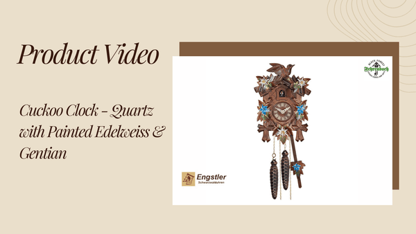 Hand-Painted Quartz Cuckoo Clock with Blue Enzian and White Edelweiss ...