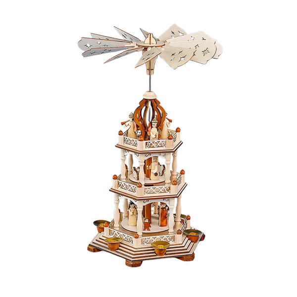 3-Tier Wooden Christmas Pyramid | Holy Family, Shepherd & Angels Scene ...