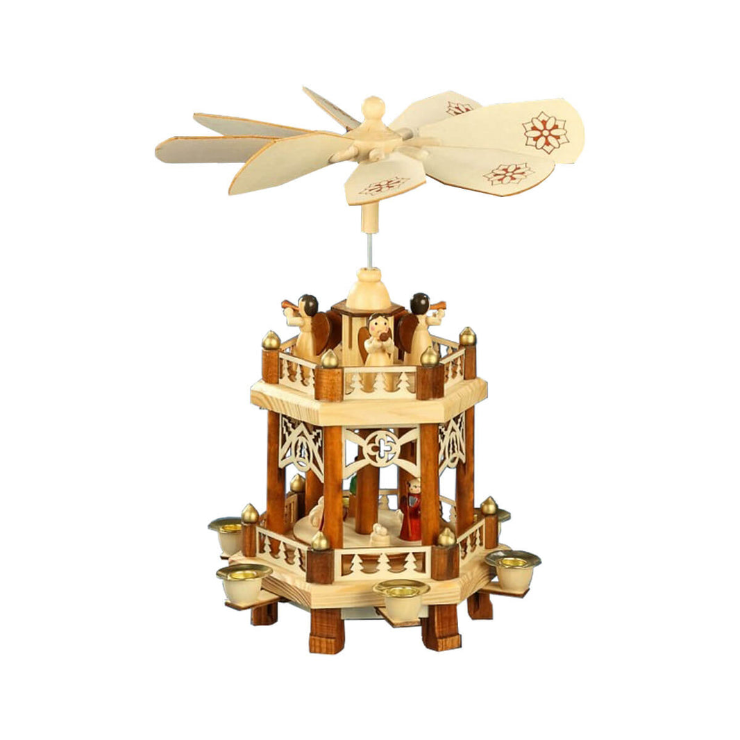 2-Tier Christmas Pyramid - Nativity Scene with Laser Cut Details
