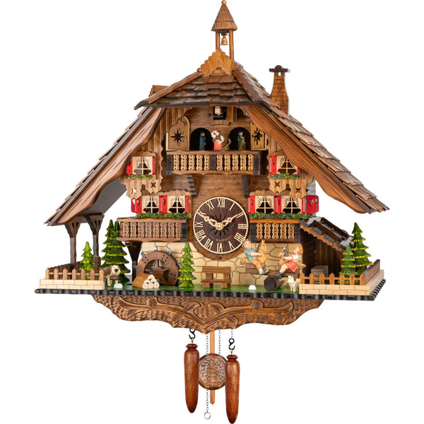 Hand-Carved Quartz Black Forest Cuckoo Clock with Teeter-Totter Scene ...
