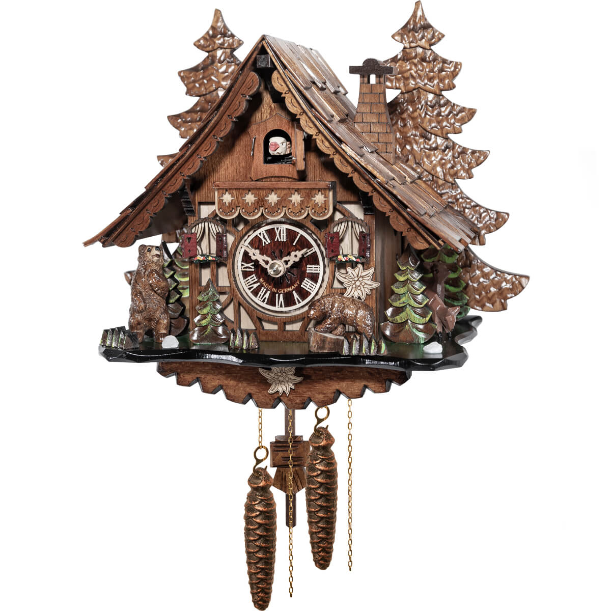 Cuckoo Clock - 1-Day Chalet with Bears - Engstler – Fehrenbach Black ...