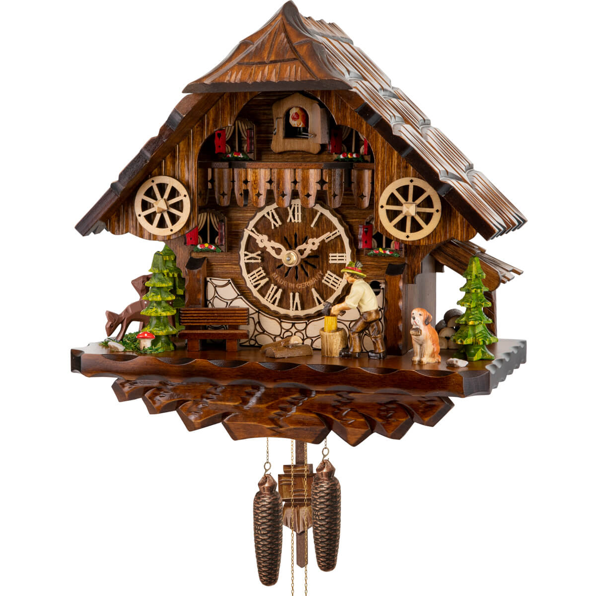 Cuckoo Clock - 1-Day with Moving Wood Chopper and St. Bernard - Engstl ...