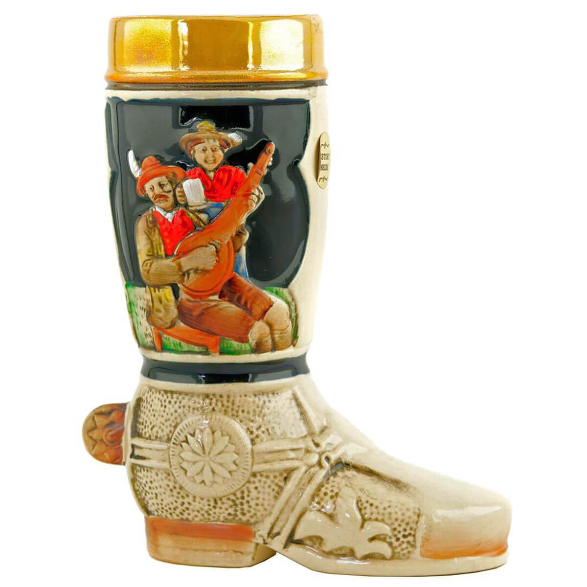 German Beer Stein - Beer Boot in Ivory & Cobalt .5L – Fehrenbach Black ...