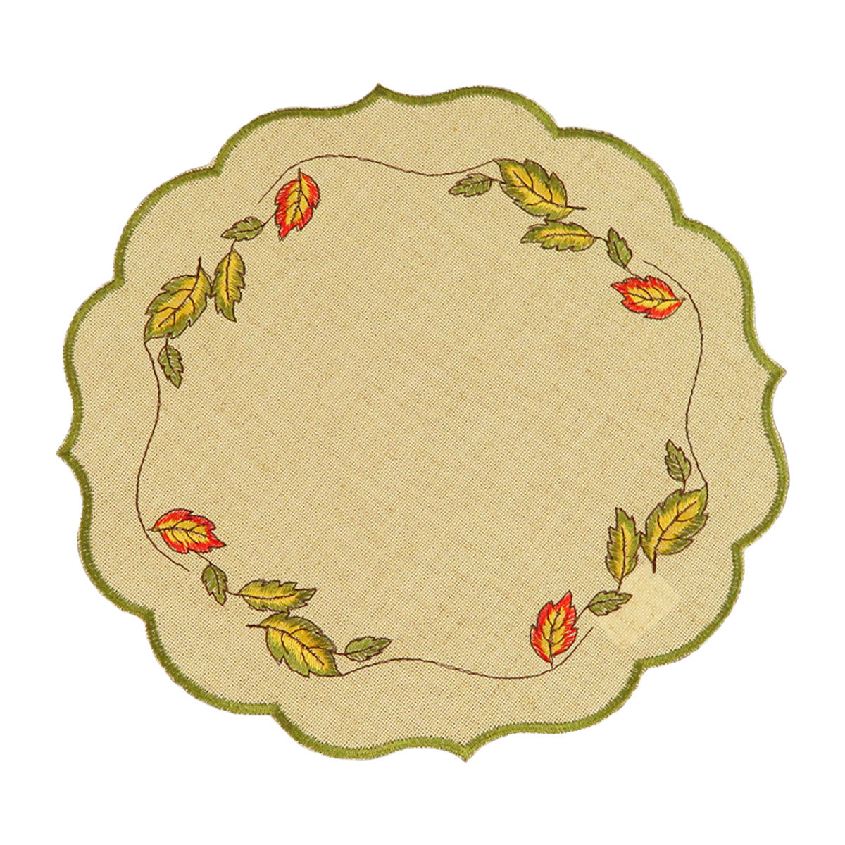 Round Table Linen - Sand with Fall Leaves Blowing in the Wind ...