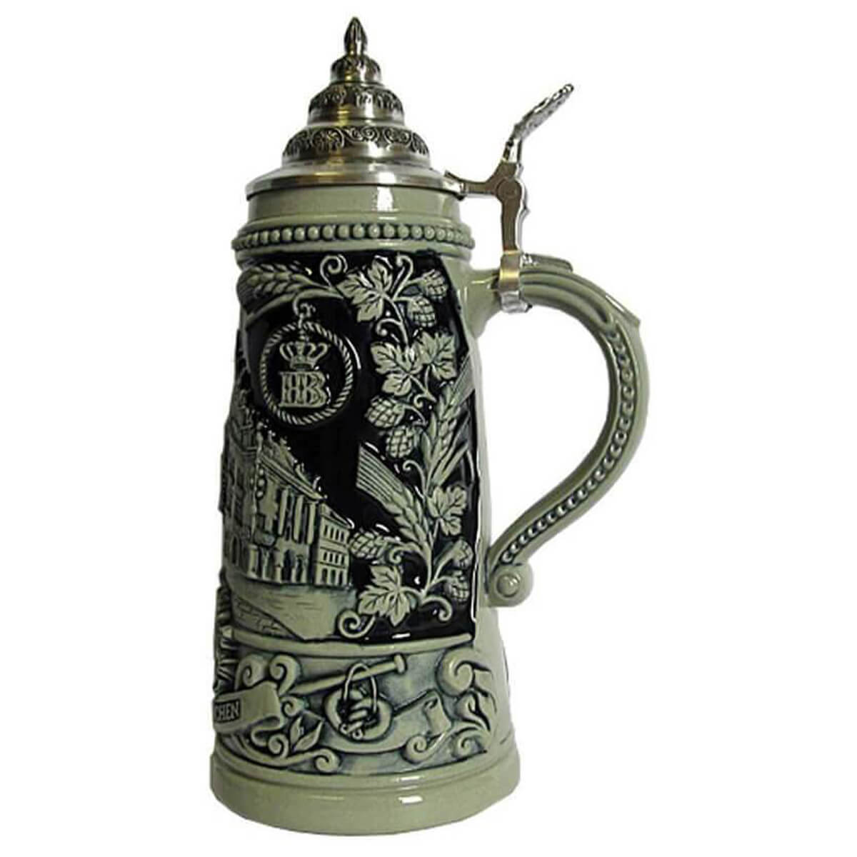 German Beer Stein - Hofbräuhaus Munich Reliefstein .5L - Grey/Blue ...